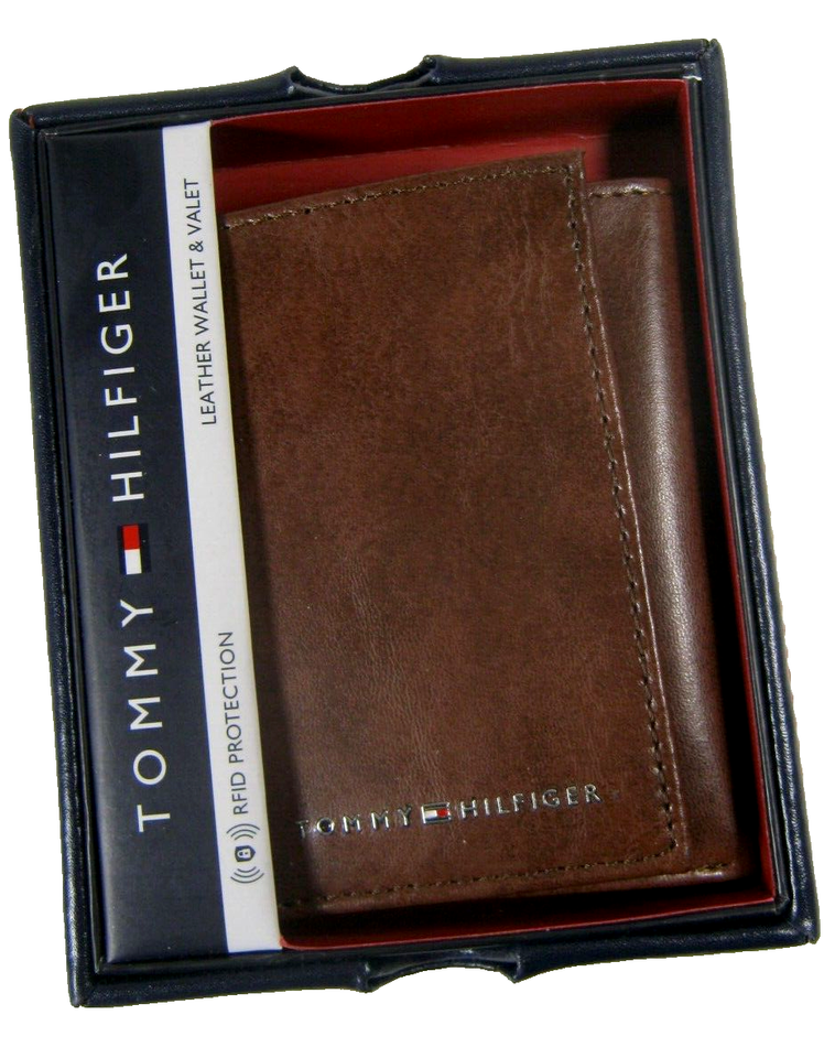 Tommy Hilfiger TH Trifold Genuine Leather Wallet Men's Brown NWT ...