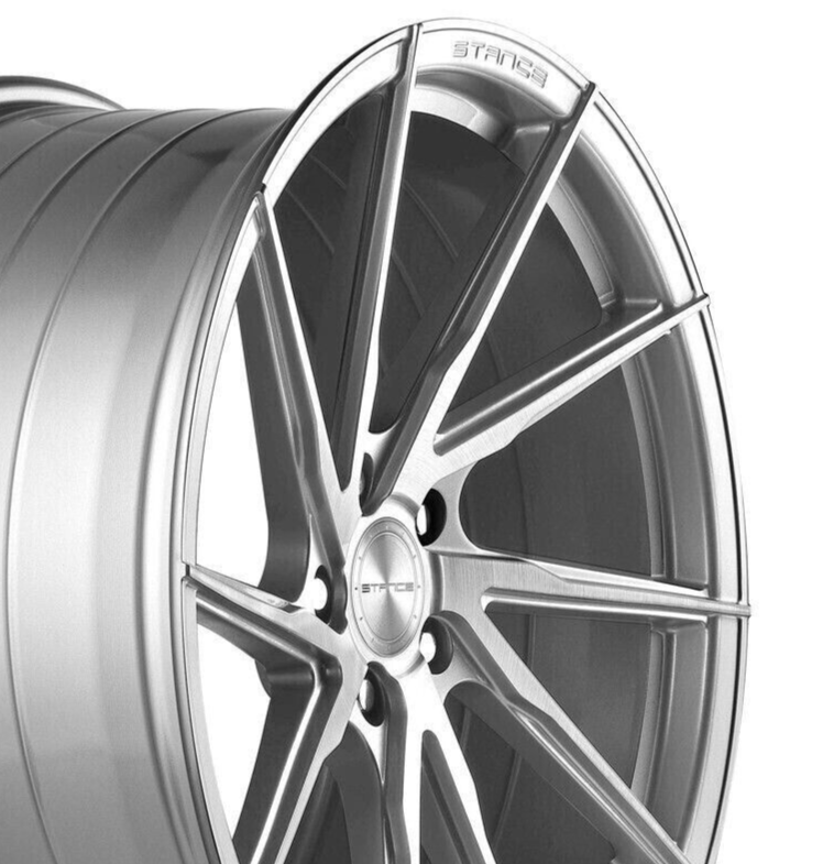 20'' Stance SF01 Brushed Silver Staggered wheels for Ford Mustang S650 ...