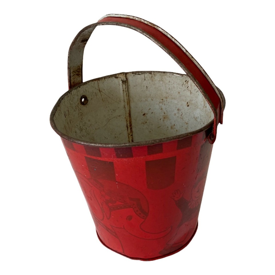 Vintage Toy Sand Pail Circus Animals Red J Chein & Co USA | eBay