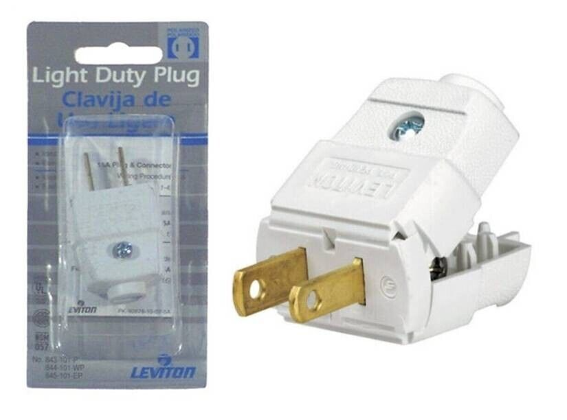 Leviton C22-00101-0WP Electrical Plug, 2-Pole, 15A, 125V, NEMA: NEMA 1 ...