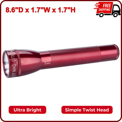 MagLite Red 3C Cell LED Flash Light Ultra Bright Compact Design Rugged ...