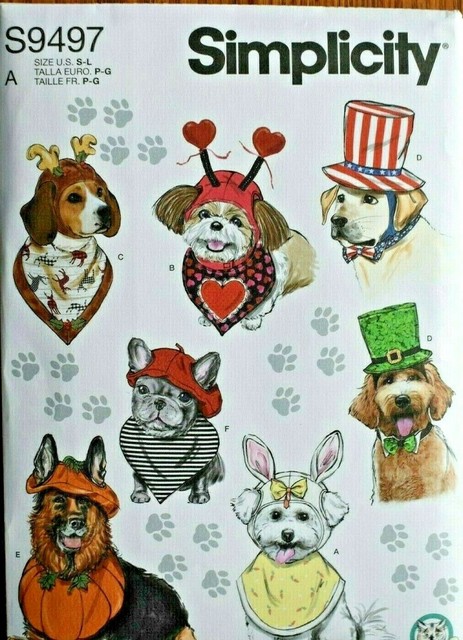 Simplicity S9497 Craft Pattern Pet Dog Cat Accessories Bandana Bow Tie ...