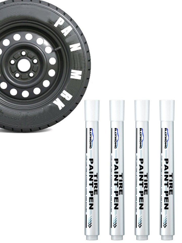 4pcs White Tire Letters Waterproof Permanent Paint Marker Pen Car Tires ...