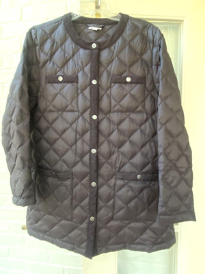 J. JILL CHOCOLATE BROWN DOWN PUFFER COAT WITH CORDUROY TRIM JACKET COAT ...