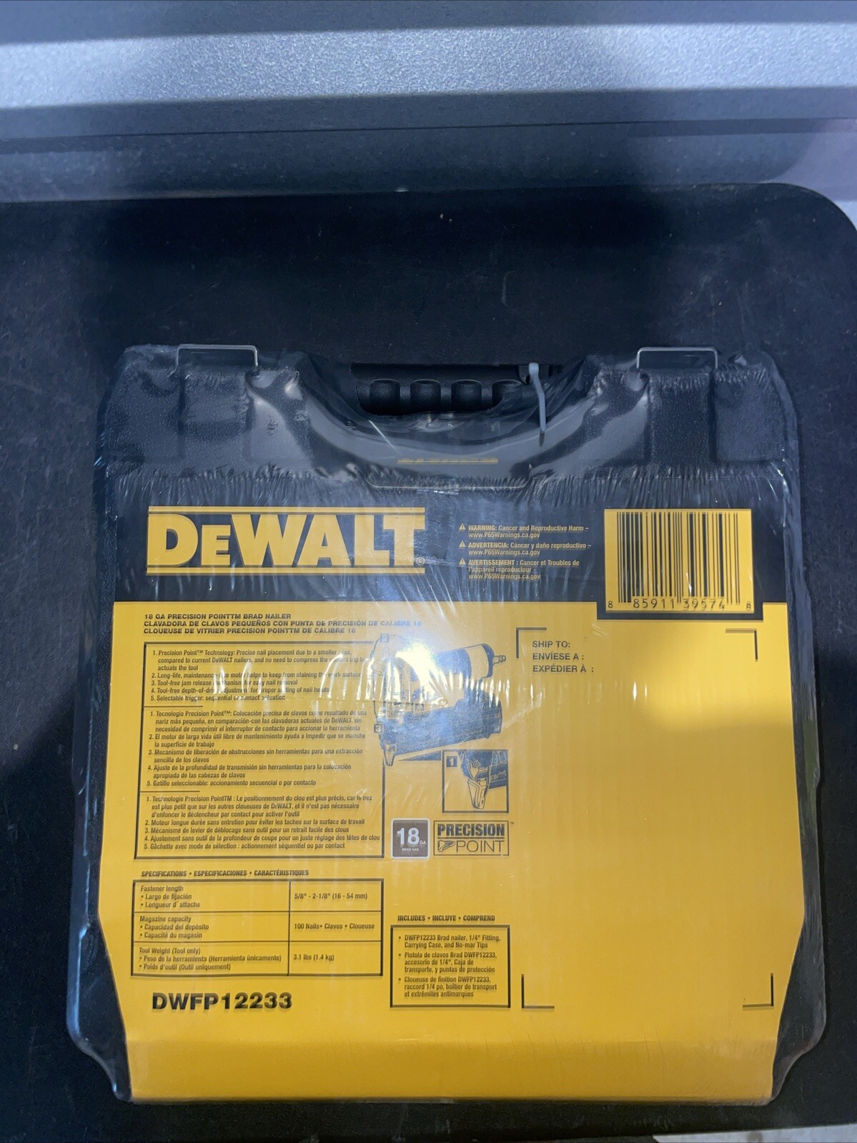 DEWALT DWFP12233 18-Gauge Precision Point Pneumatic Brad Nailer for ...