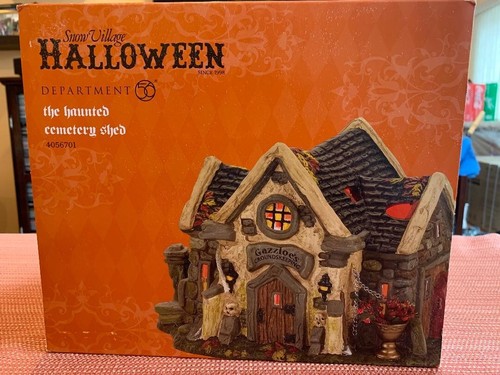 Dept 56 Halloween "Haunted Cemetery Shed" Lighted Ceramic Collectible ...