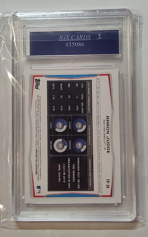 2014 Bowman Draft Picks Top Prospects Aaron Judge RC #TP-39 IGX GEM 10 ...