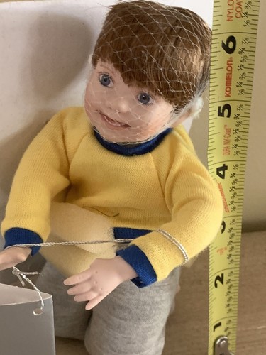 Danbury Mint Porcelain Doll Boy On His Knees Reaching Football? Flaw | eBay