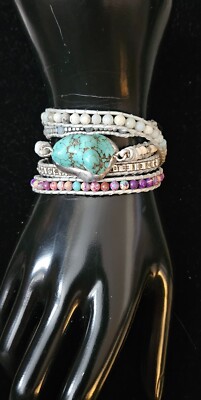 ANANTA STONES Turquoise Chunk Beaded Wrap Healing Energy Bracelet 52.25 ...