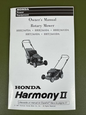 Honda Harmony II Rotary Lawn Mower Owners Manual HR216S3DA HRR216SDA ...