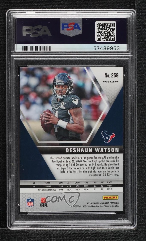 2020 Panini Mosaic Pro Bowl Mosaic Prizm Deshaun Watson #259 PSA 9 MINT ...