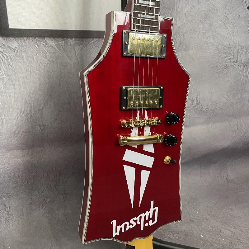 Factory Head-body Inversion 6 Strings Red Electric Guitar Basswood Body ...