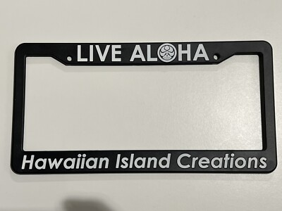 Hawaiian Island Creations HIC SURF license plate frame LIVE ALOHA shaka ...