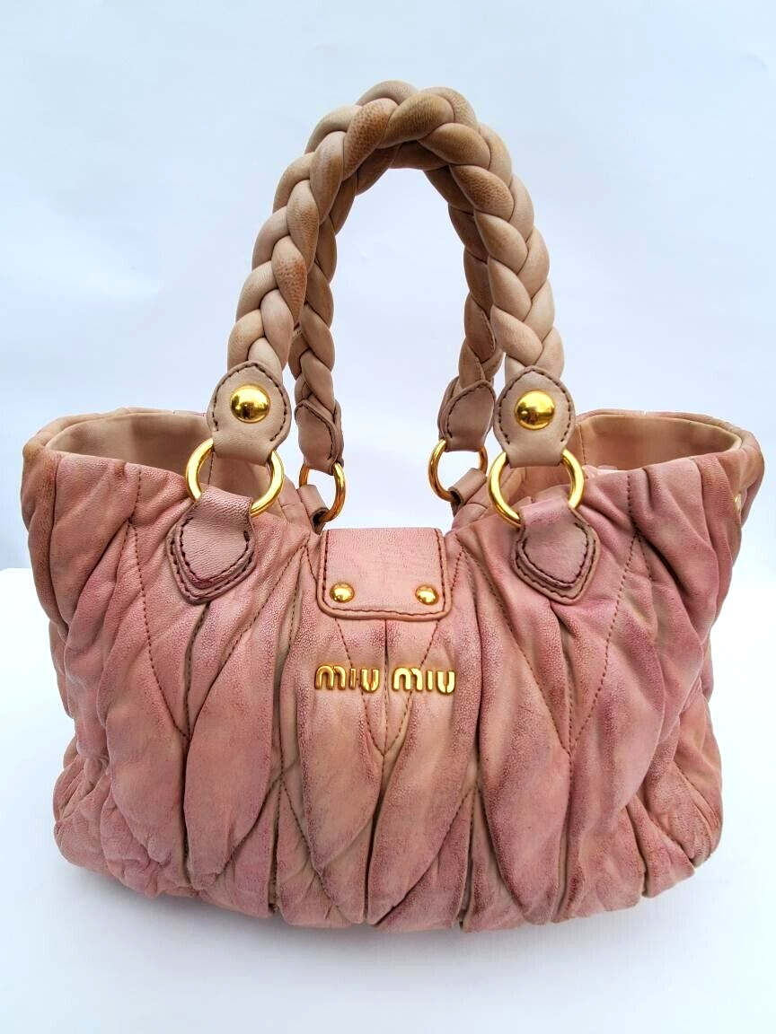 Miu Miu purse beige cameo Pink nappa Leather arcadie vintage shoulder ...