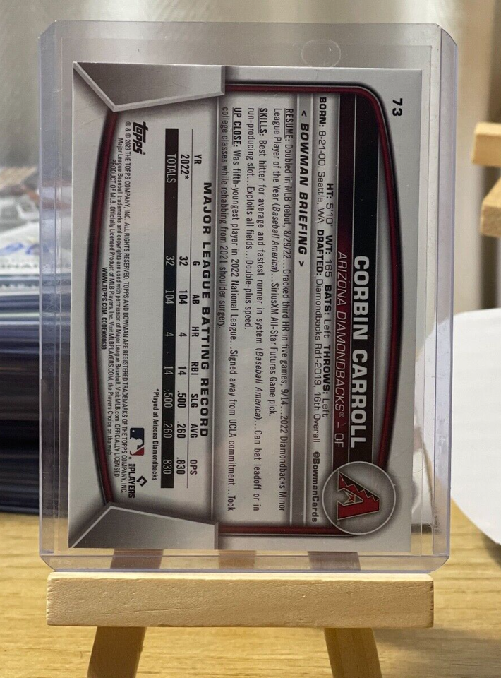 2023 Bowman Corbin Carrol Sky Blue Paper RC SP #374/499 Arizona Diamonbacks | eBay