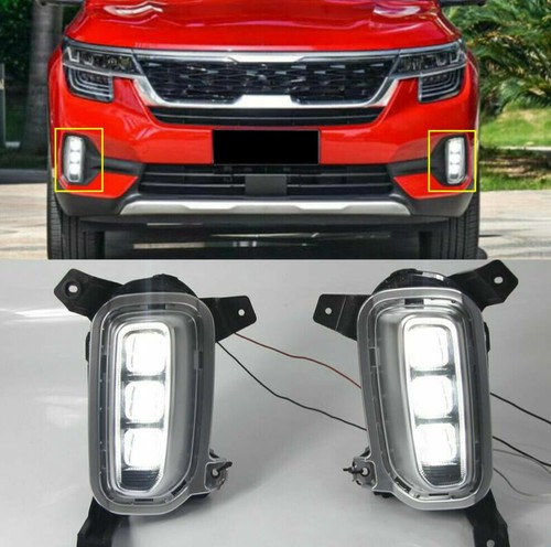 For Kia Seltos 2022-23 LED DRL Daytime Running Light Fog Lamp Bumper ...