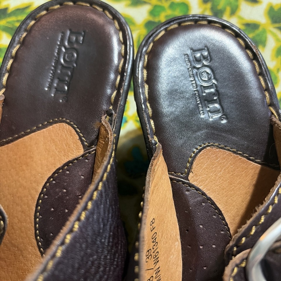 Womens Size 8 Dark Brown Leather BORN Open Back Mary Jane Shoes | eBay