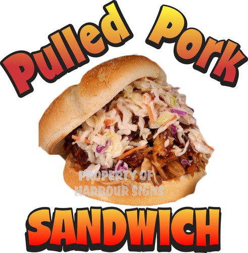 Pulled Pork Sandwich Decal 14" BBQ Barbeque Restaurant Concession Food ...