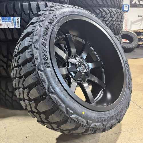 22x12 Fuel Maverick Black Wheels 33" MT Tires Package 8x170 Ford Super ...