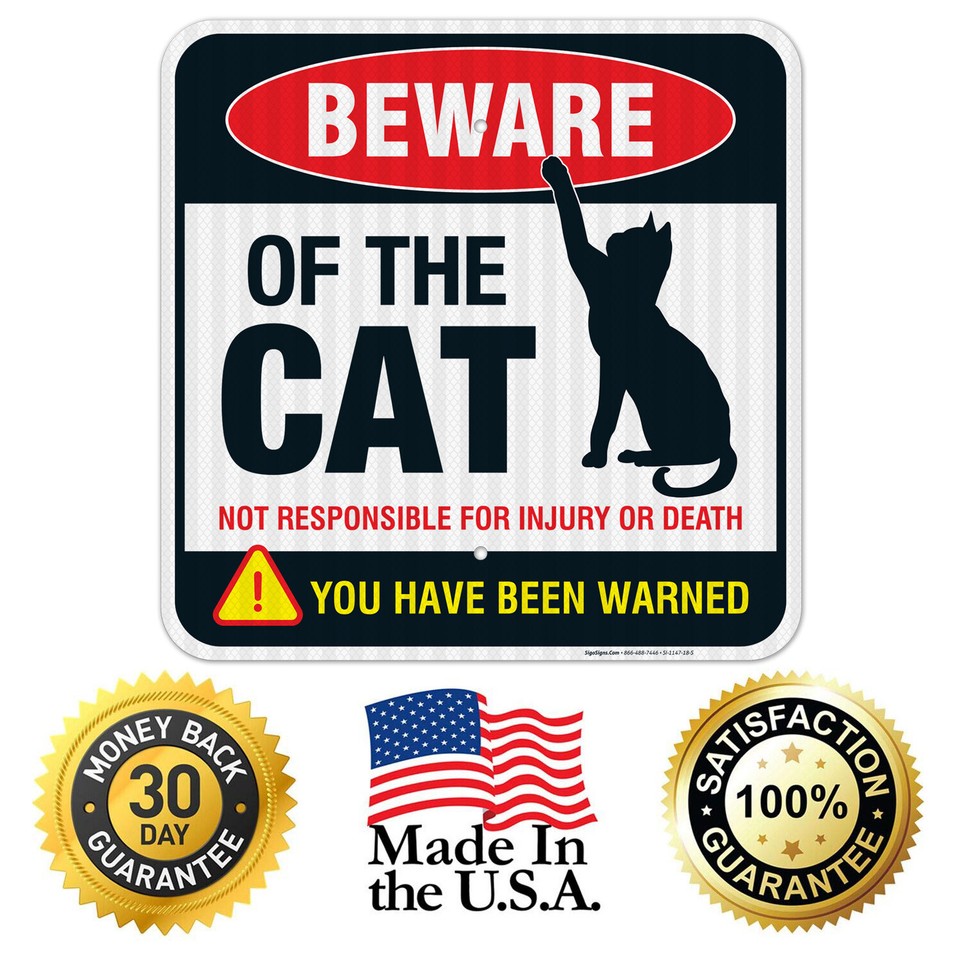 Beware of Cat Sign, Funny Attack Cat Sign, | eBay
