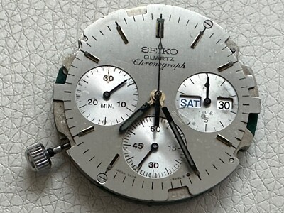 Seiko Chronograph 7a38 Movement! Partially Work! As Is For Parts Or ...