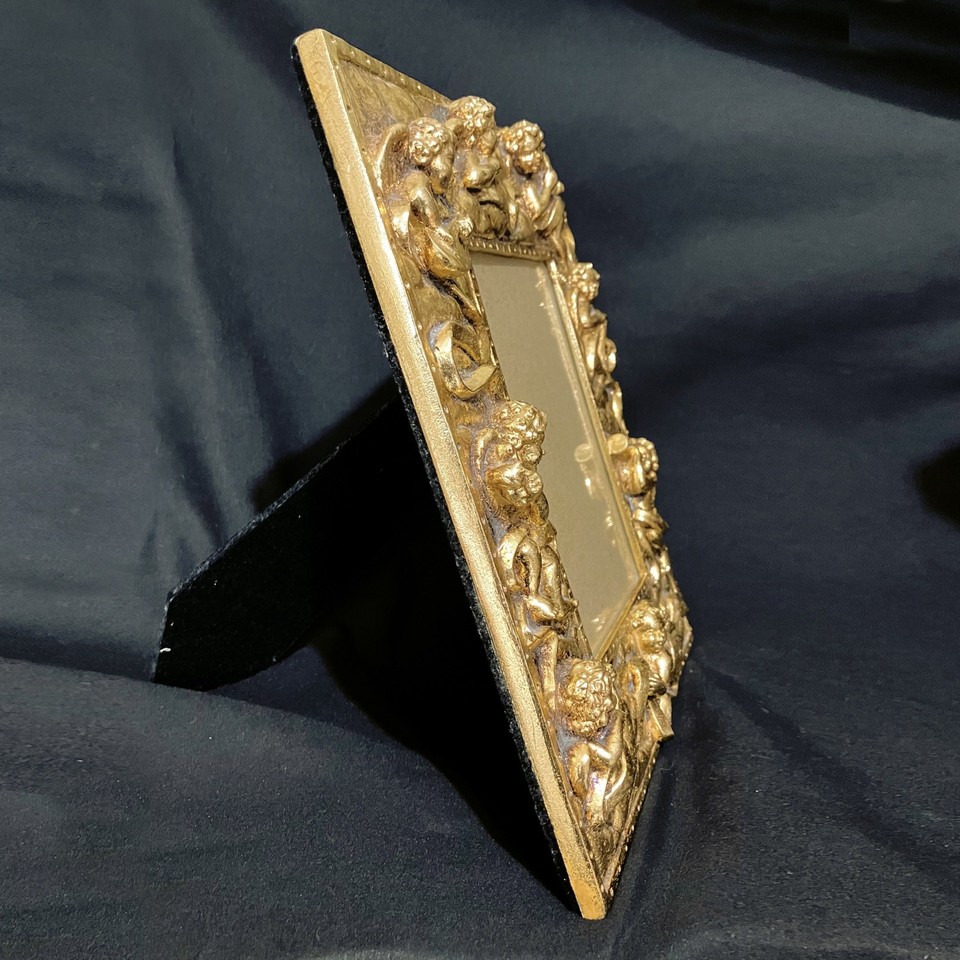 Gold cherub picture frame 9x11 for 5x7 photo, romantic Victorian, resin ...