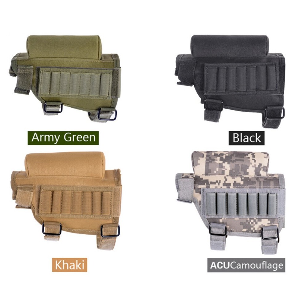 Adjustable Outdoor Tactical Butt Stock Rifle Cheek Rest Pouch Bullet ...