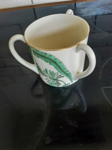 Goss Three Handled Mug With Green And Pink Decorative Plants | eBay UK