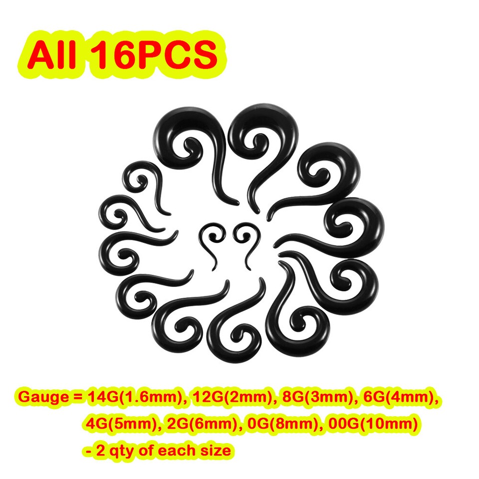 18pcs Acrylic Big Gauges Kit Ear Stretching Tapers Plugs Piercing Set ...