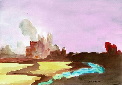 Art Free Shipping-Painting original "Pollution" Surreal 7x10 ...