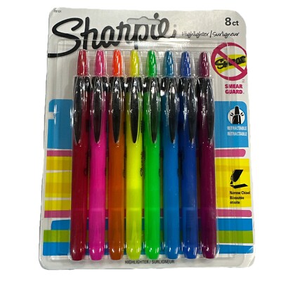 Sharpie Accent Retractable Highlighters, Chisel Tip, Assorted, 8/Set | eBay