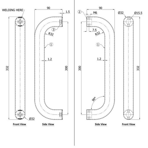 300 MM Stainless Steel Pull 304 grade D Glass Door Handle, Shop Front ...