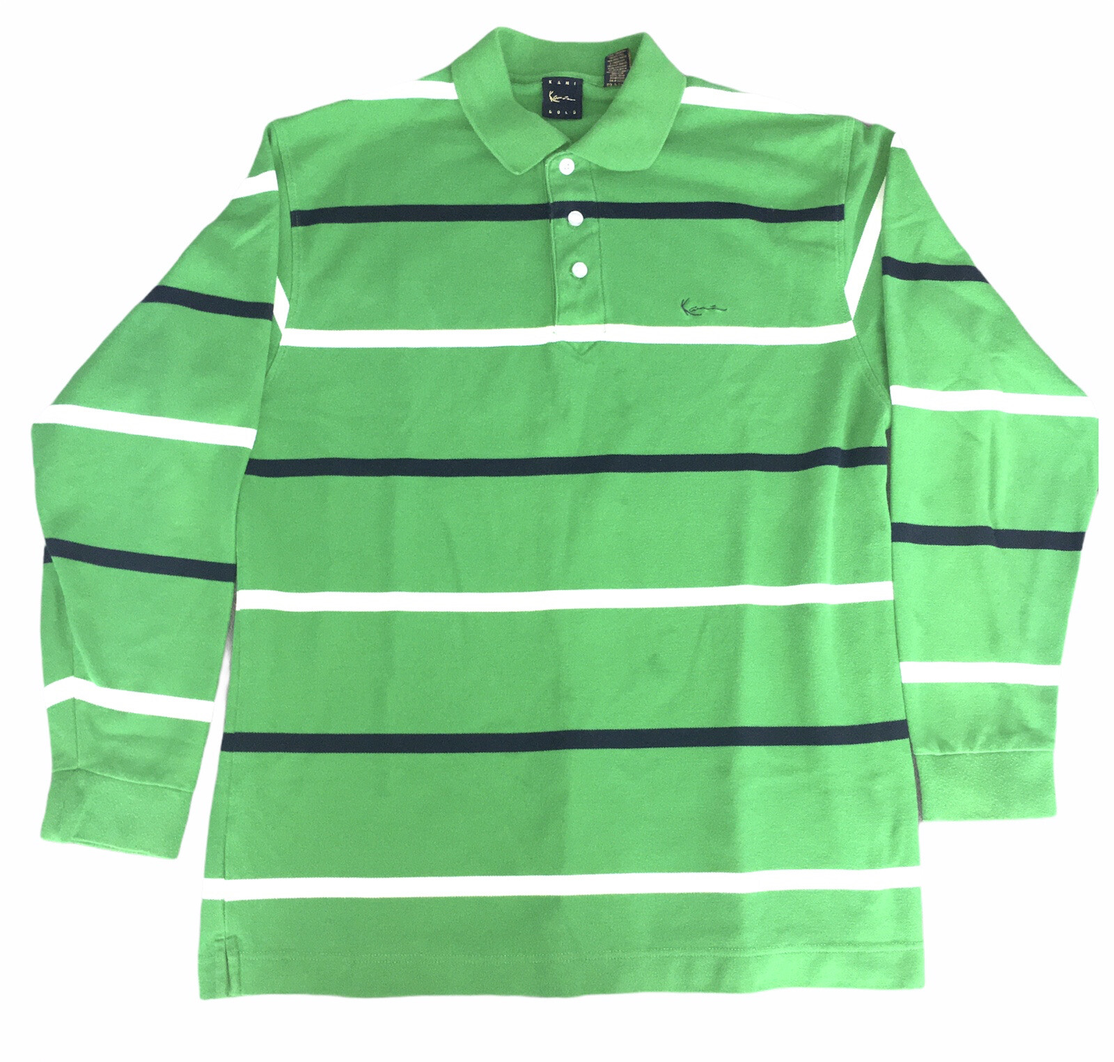 Preowned Mens KANI GOLD Multicolored Stripe Long Sleeve Polo Shirt ...