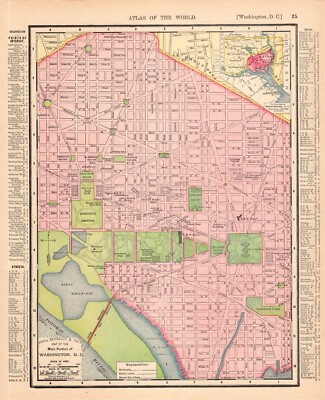 1895 Antique WASHINGTON DC Street Map City Map Of DC Gallery Wall Decor ...