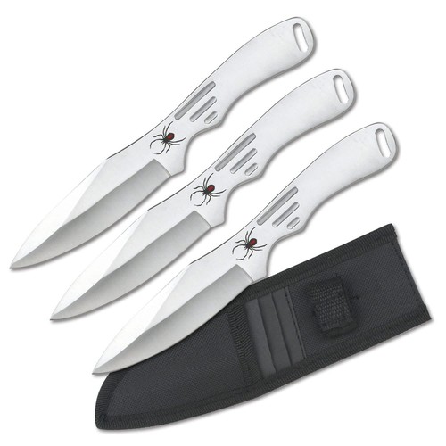 BladesUSA Perfect Point Throwing Knives Set of 3 Satin Finish Stainless ...