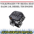 VOLKSWAGEN VW SKODA SEAT EA288 2.0L DIESEL TDI ENGINE WORKSHOP SERVICE ...