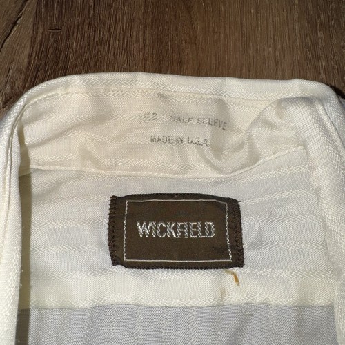 Vtg 60s 70s Wickfield Dress Shirt MCM Striped Mod Disco USA Made Medium ...