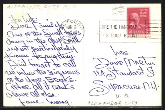 Foto-AK Alexander City, AL, Post Office 1952 | eBay