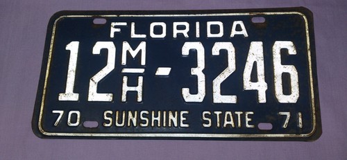 Vintage 1970-1971 Florida Sunshine State Collectible License Plate Lake ...