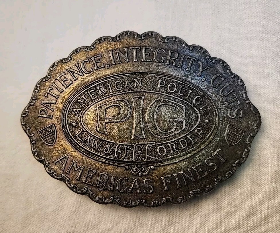 VTG Brass Belt Buckle Patience Integrity Guts America… - Gem