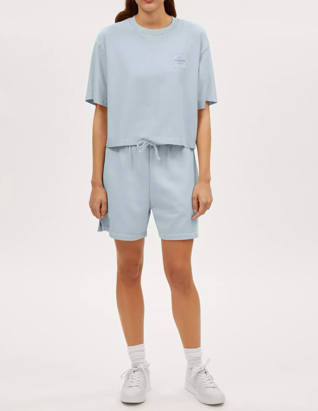 Coach Women's Dusty Blue Garment Dye Organic Cotton Cropped T Shirt ...