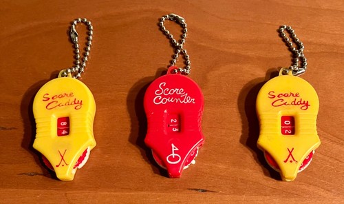 Set of 3 Vintage Golf Score Caddy Counter Yellow Red Key Chains | eBay