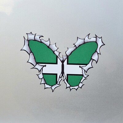 Green Devon Flag Butterfly Ripped Metal Vinyl Sticker Decal For Car ...