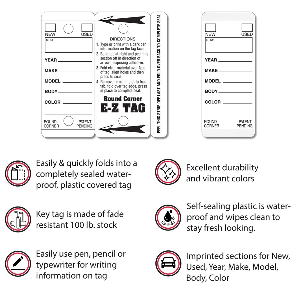 Car Dealer Key Tags 250 Pack Self-Laminating Automotive Dealership ...