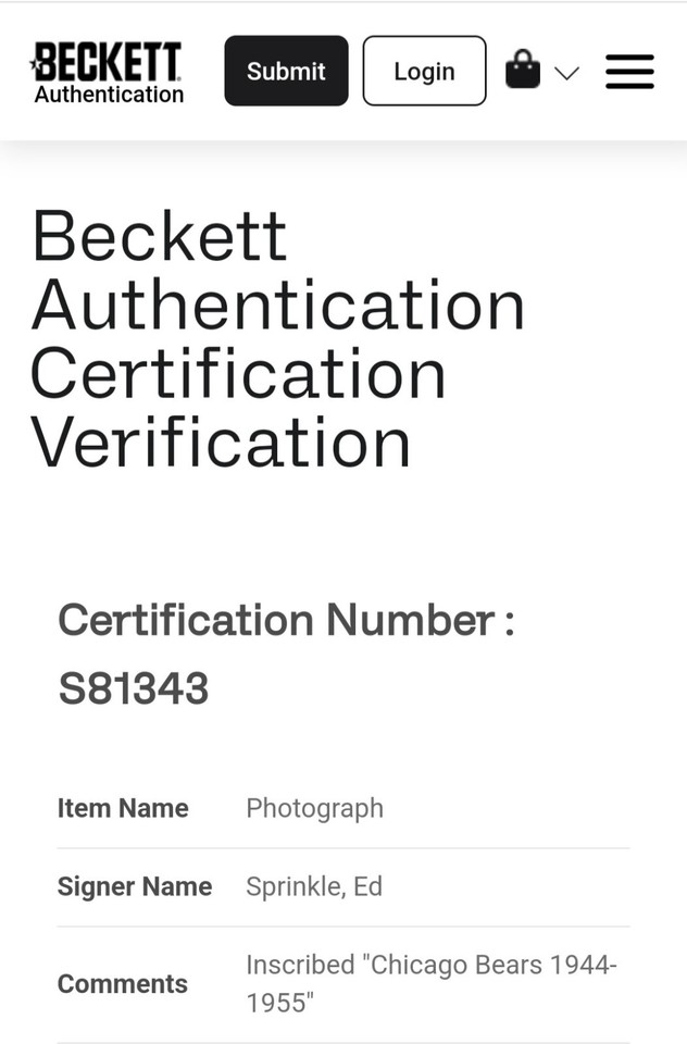 Ed Sprinkle signed Chicago Bears signed 8x10 photo HOF 2020 RARE ...