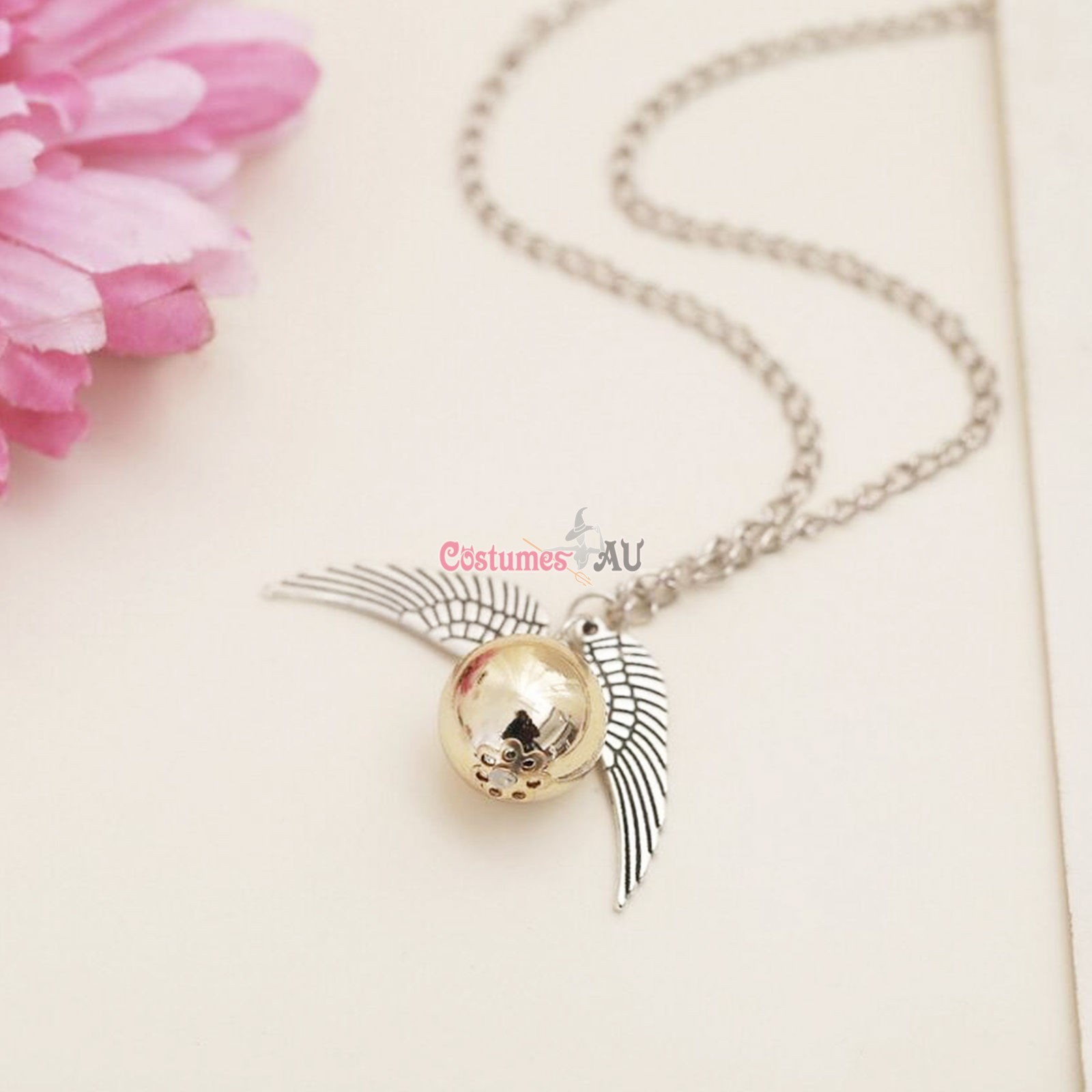 Harry Quidditch Wings Golden Snitch Pendant Necklace Gold Silver Wing ...