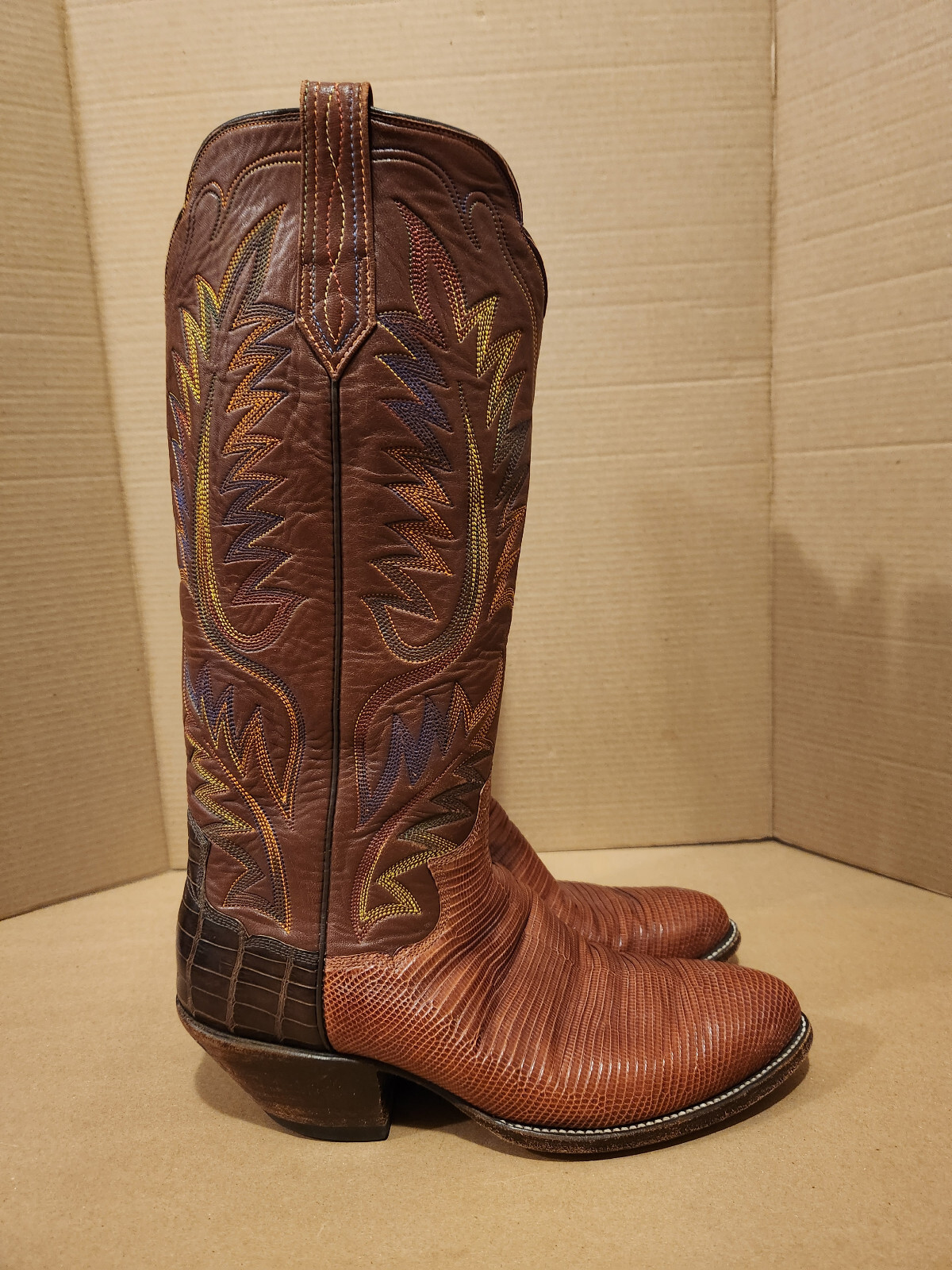 Custom Made Paul Bond Tall Lizard Cowboy Boots Size 1… - Gem