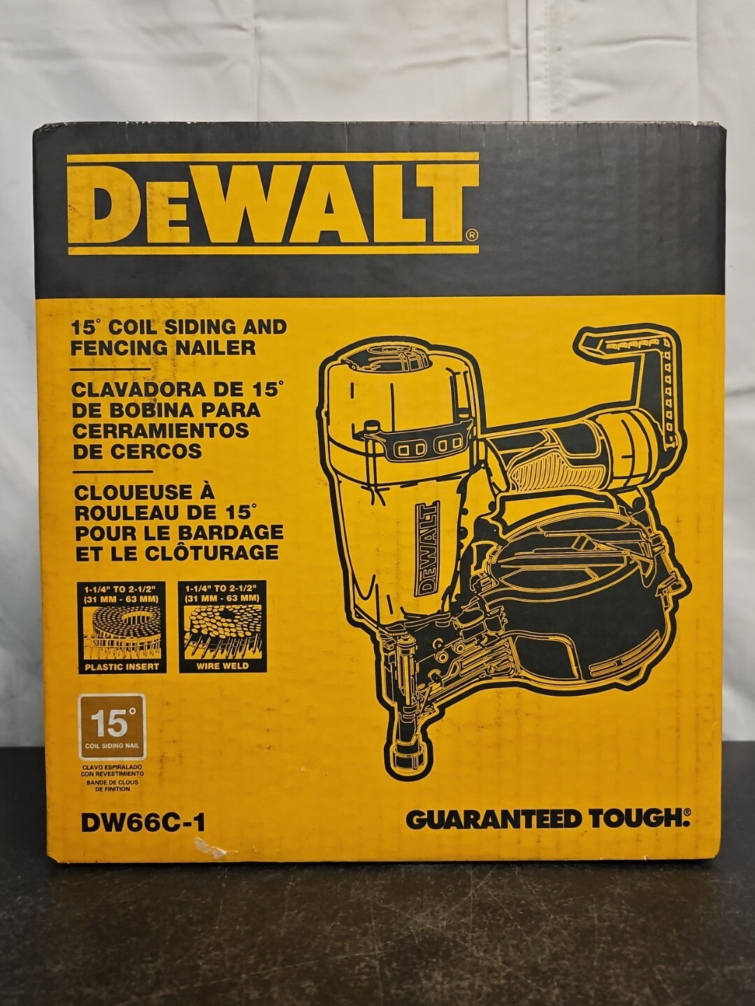 DEWALT DW66C-1 Pneumatic 15-Degree Coil Siding Nailer for sale online ...
