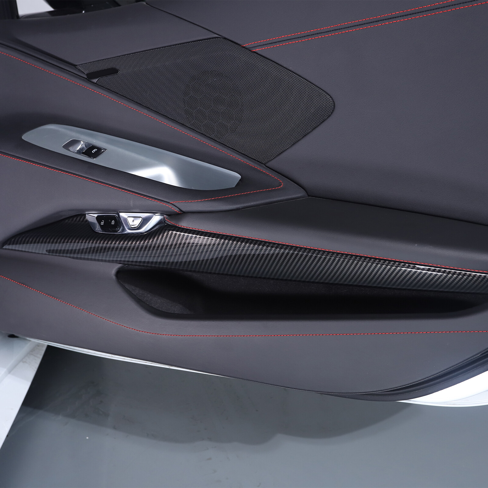 ABS Carbon Fiber Interior Door Panel Trim cover Set Fits Corvette C8 ...