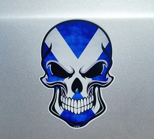 Scotland Scottish Flag Biker Skull Vinyl Sticker Decal For Car Van ...